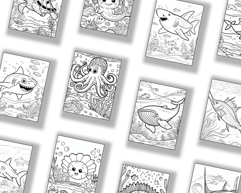 50 Ocean Animals Coloring Pages, Homeschool Art Activities for Kids ...