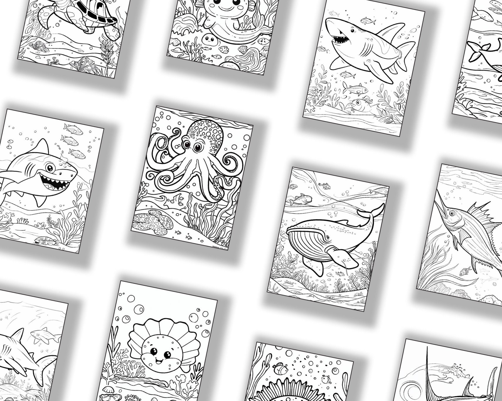 50 Ocean Animals Coloring Pages, Homeschool Art Activities for Kids ...