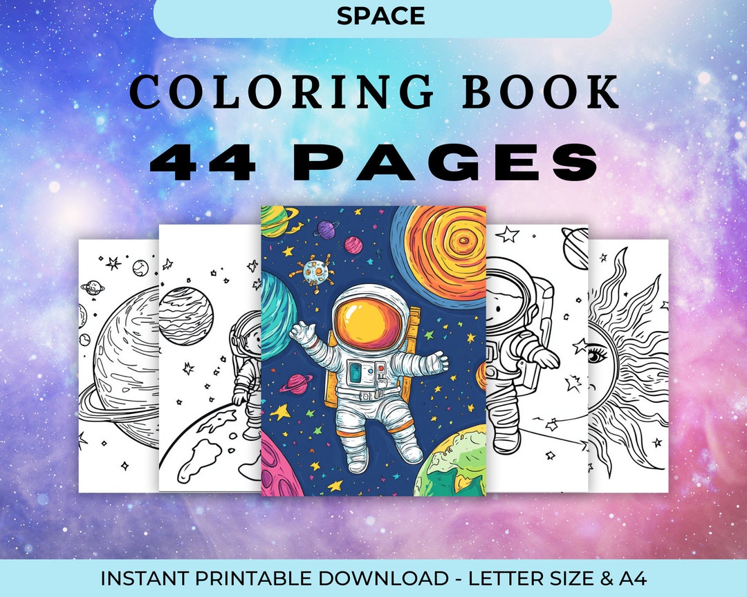 Space Coloring Book, Space Coloring Pages, Space Printable PDF, Outer ...