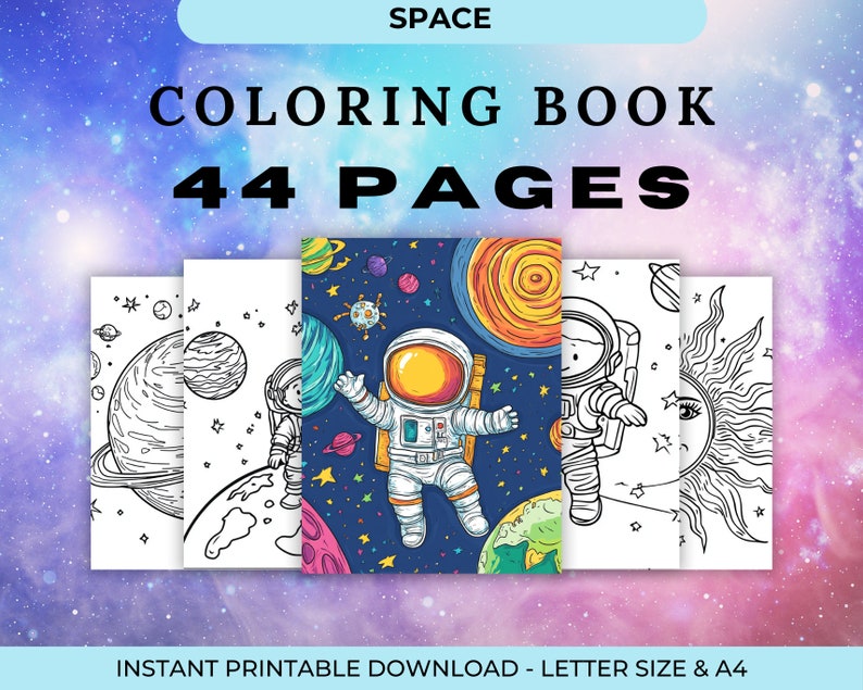 Space Coloring Book, Space Coloring Pages, Space Printable PDF, Outer ...