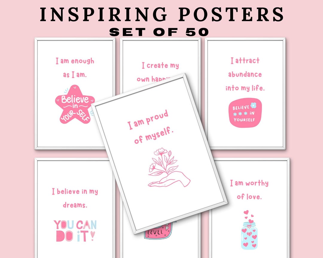 50 Positive Affirmations, Affirmation Poster, Printable Affirmation ...