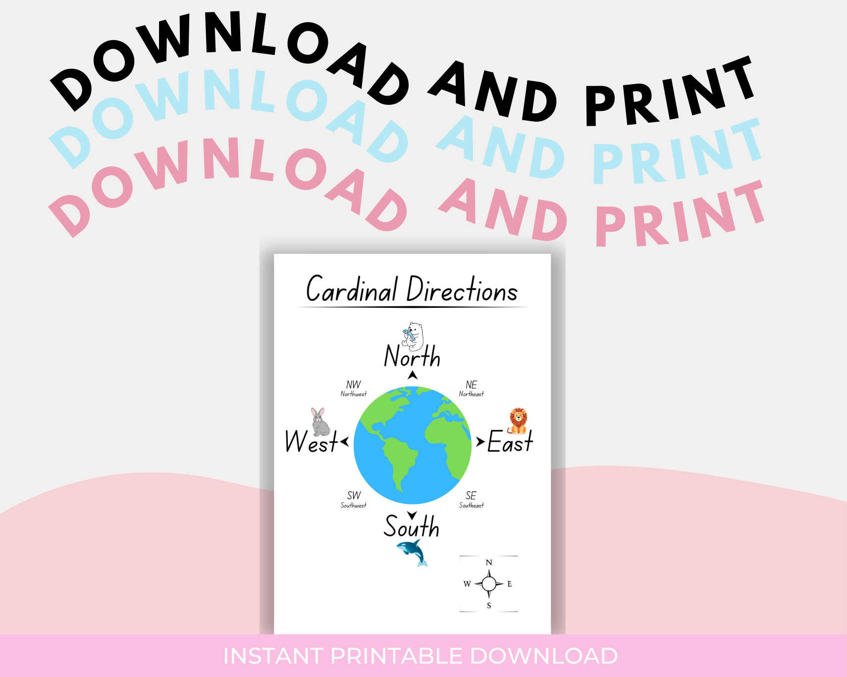 Kids Compass, Cardinal Directions, Kids Posters, School Decor ...