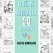 50 Ocean Animals Coloring Pages, Homeschool Art Activities for Kids ...