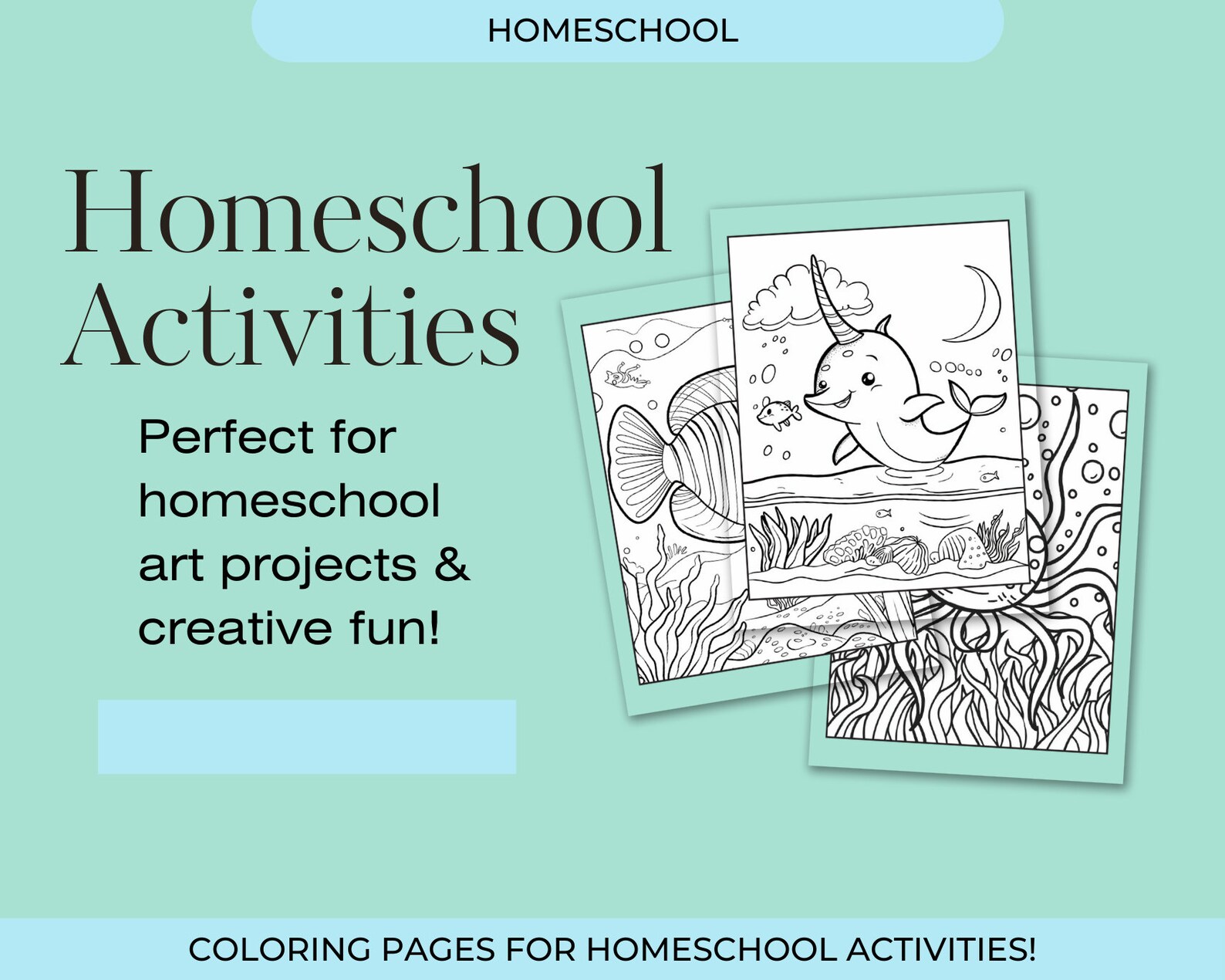 50 Ocean Animals Coloring Pages, Homeschool Art Activities for Kids ...