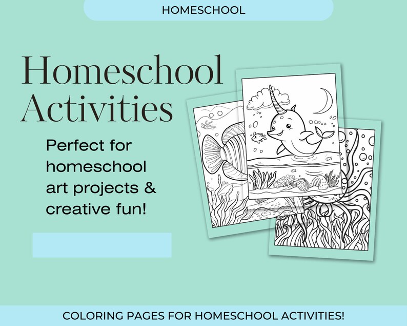 50 Ocean Animals Coloring Pages, Homeschool Art Activities for Kids ...
