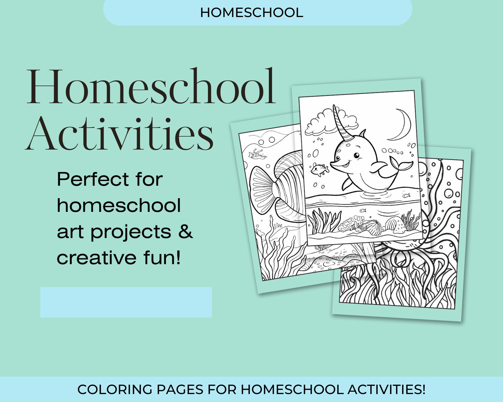 50 Ocean Animals Coloring Pages, Homeschool Art Activities for Kids ...