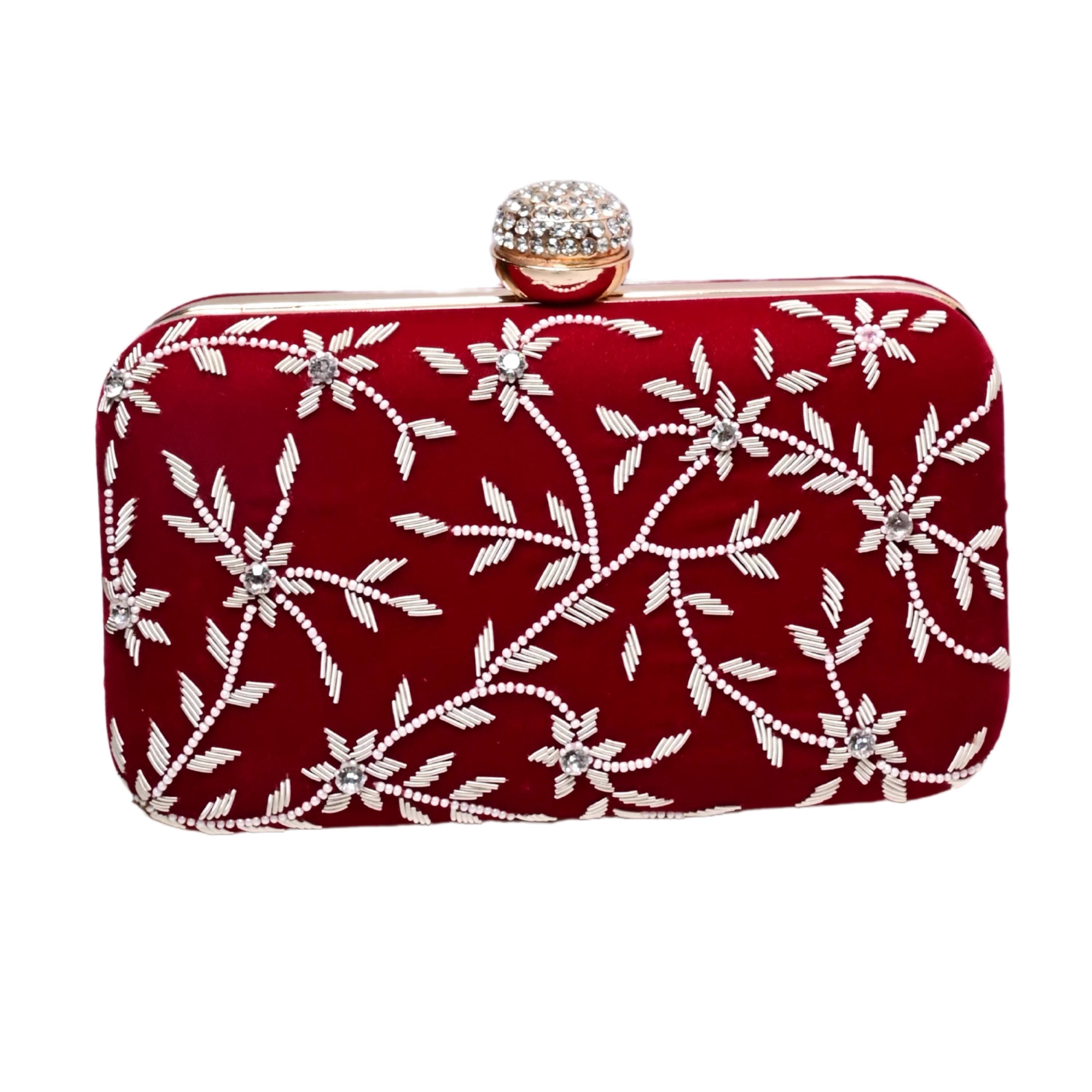 Mayan Red Clutch Clutch-red Hand Embroidered Clutch, Red Evening Clutch ...