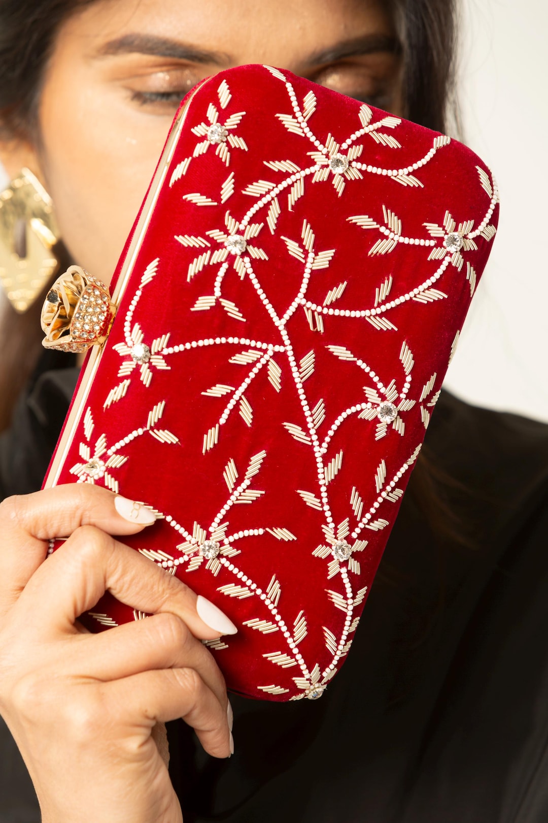 Mayan Red Clutch Clutch-red Hand Embroidered Clutch, Red Evening Clutch ...