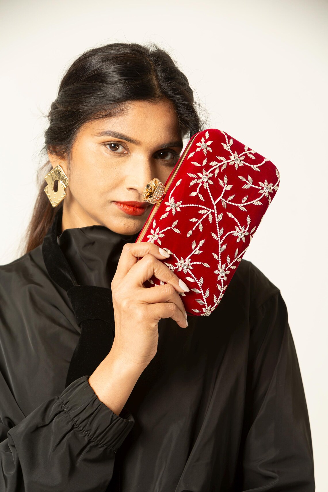 Mayan Red Clutch Clutch-red Hand Embroidered Clutch, Red Evening Clutch ...