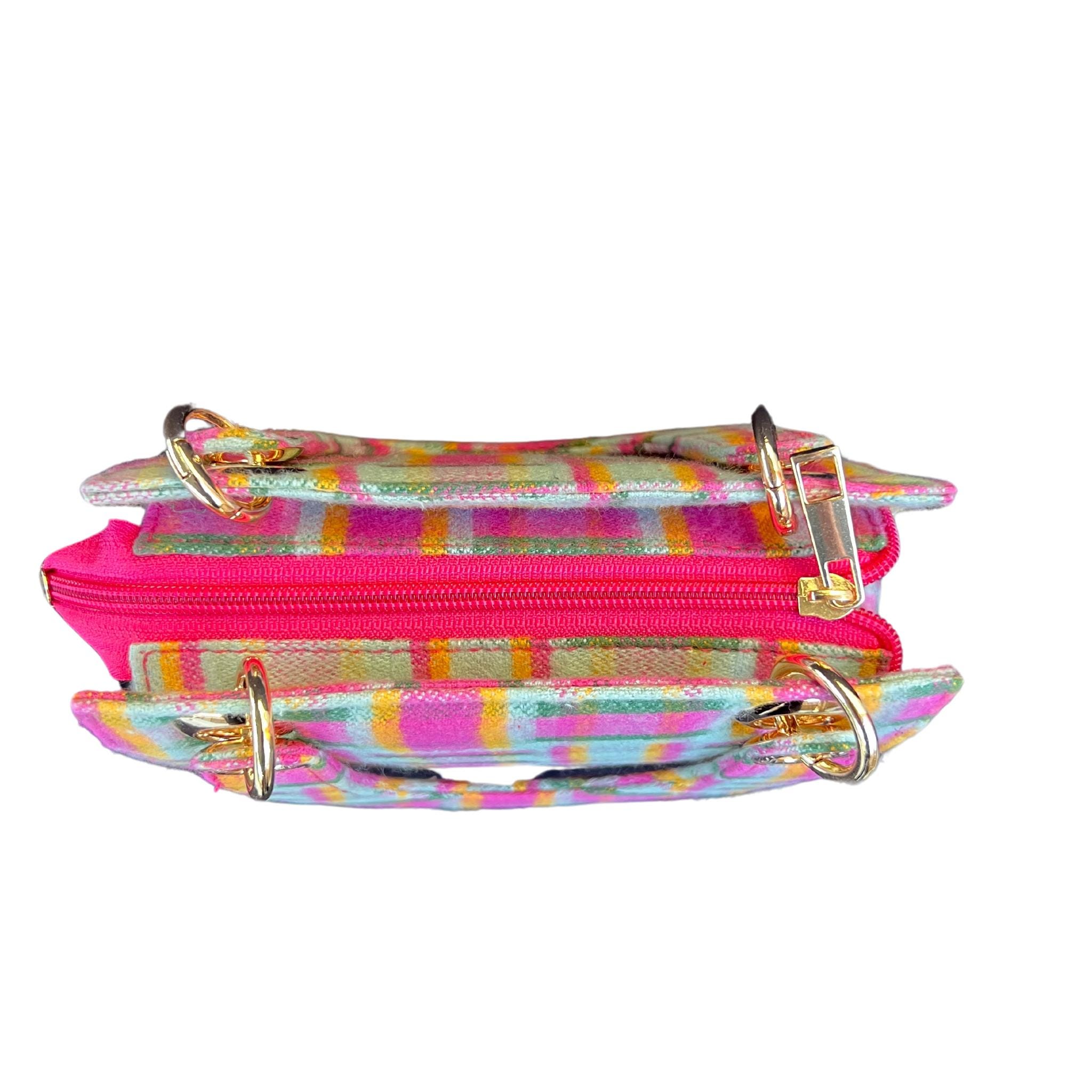 Multi-color Plaid-mini Tote Bag, Pink Plaid Bag, Pink Crossbody ...