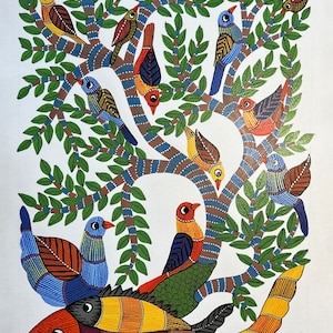 Gond Art Paintings Fish & Tree of Life, Tribal Art, Art India, Bird ...