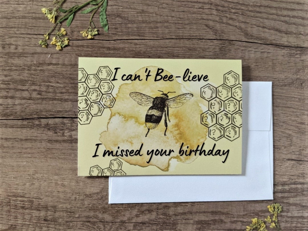 Bee-lated Birthday Greeting Card - Etsy