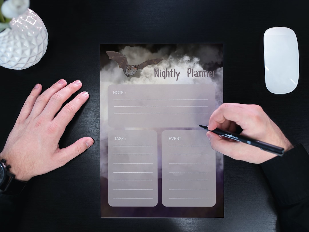 Digital Download Printable "nightly" Planner, Spooky Daily Planner Page ...