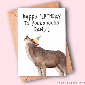 Wolf Birthday Card Personalised Wolf Card Wolf Greeting - Etsy
