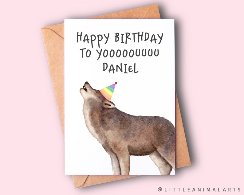 Wolf Birthday Card Personalised Wolf Card Wolf Greeting - Etsy