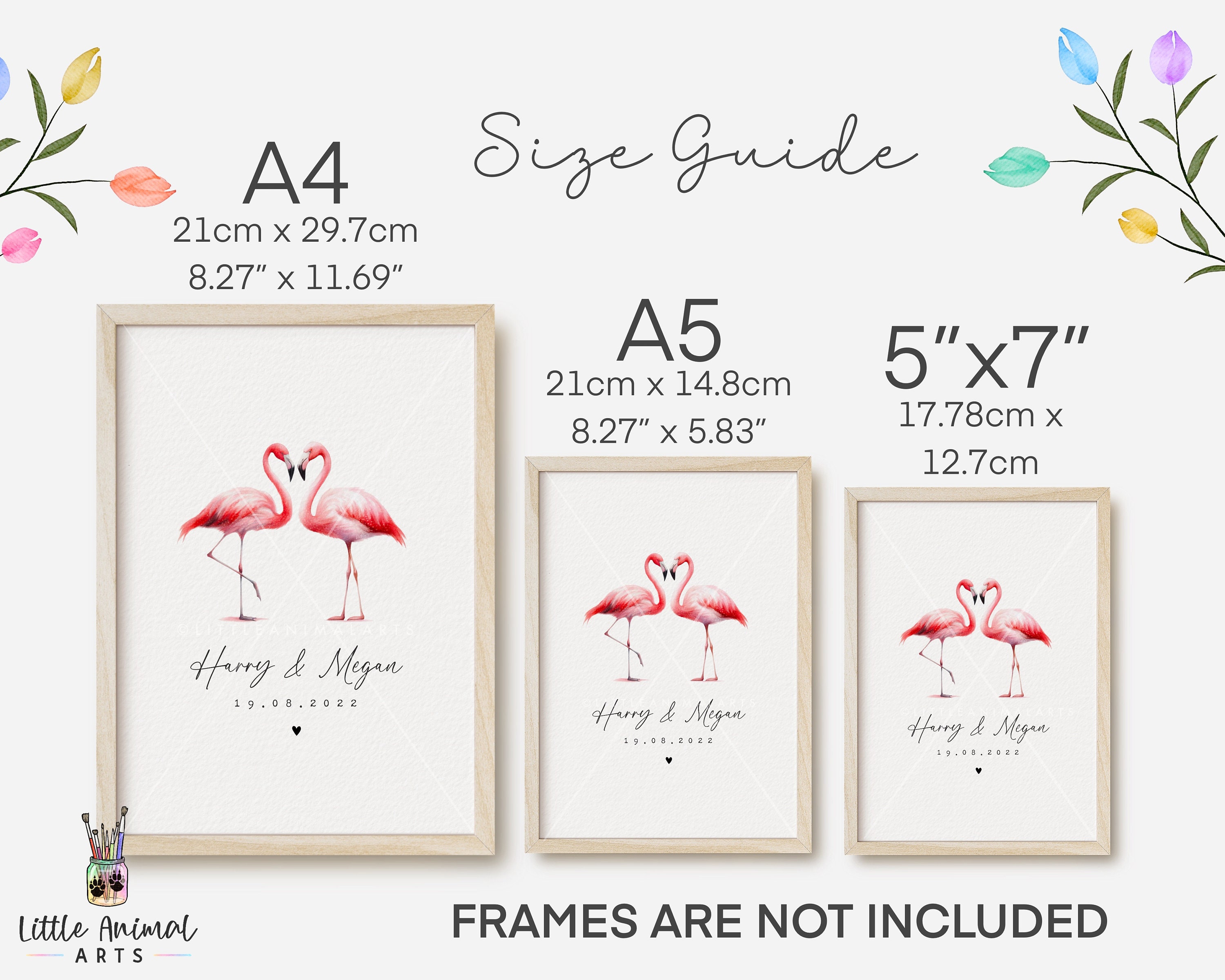 Flamingo Couple Print • Personalised Valentines Day Anniversary Gift ...