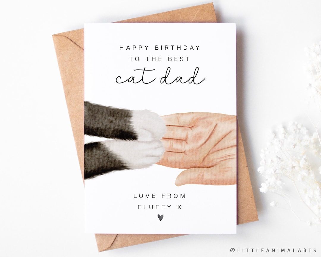 Cat Dad Birthday Card Personalised Card From Cat Dad - Etsy