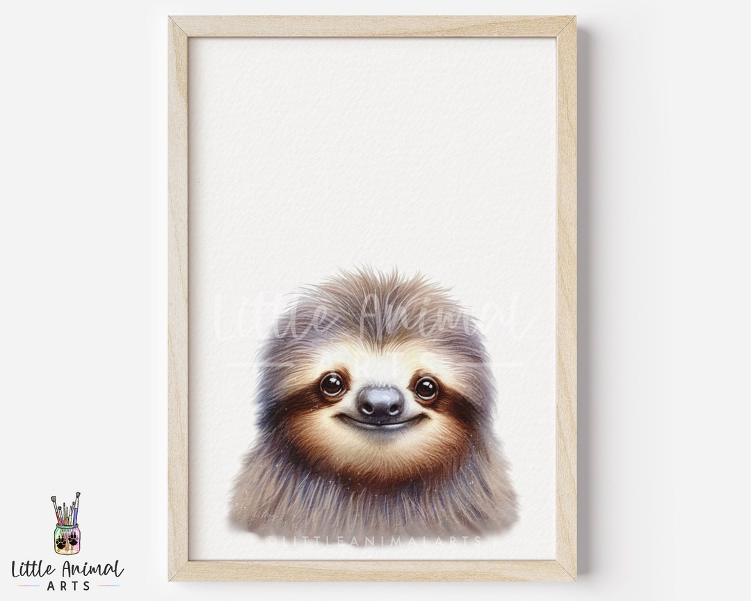 Sloth Baby Watercolour Art Print • Safari Jungle Animal Nursery Wall ...