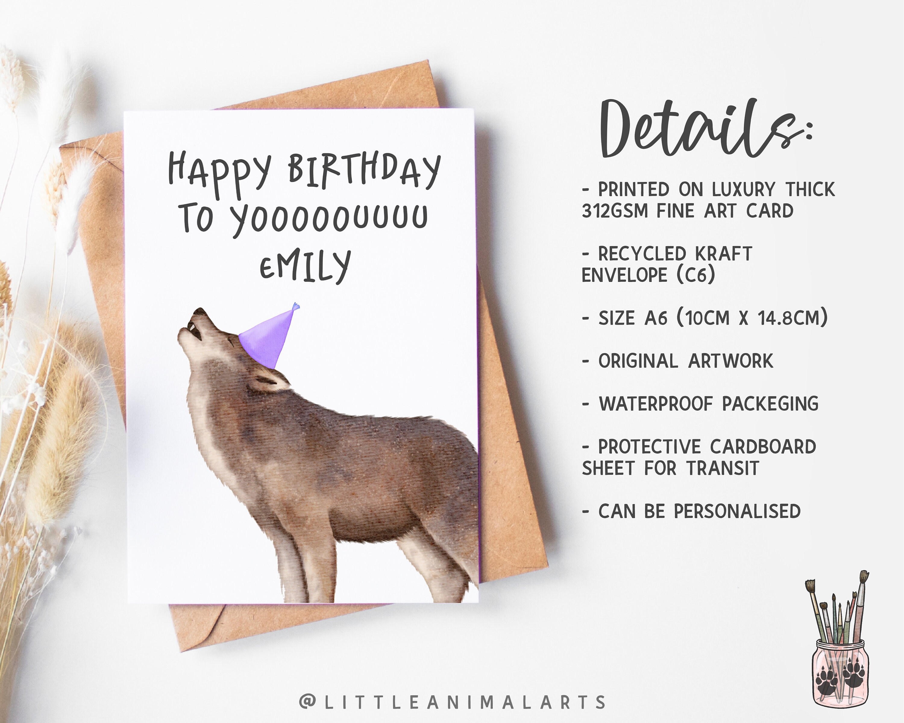 Wolf Birthday Card Personalised Wolf Card Wolf Greeting - Etsy