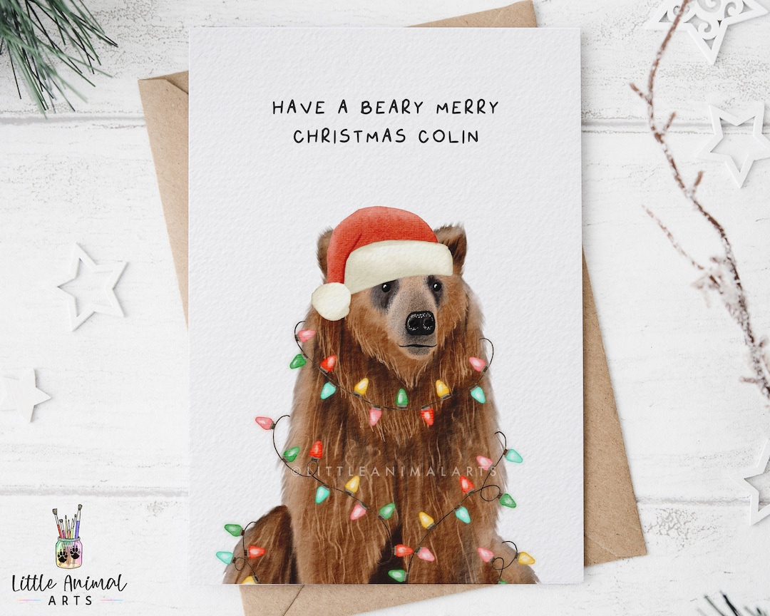 Bear Christmas Card | Funny Bear Xmas Card, Brown Bear Christmas Card ...