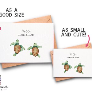 Sea Turtle Twins New Baby Card • Personalised Newborn Girl Boy Unisex ...