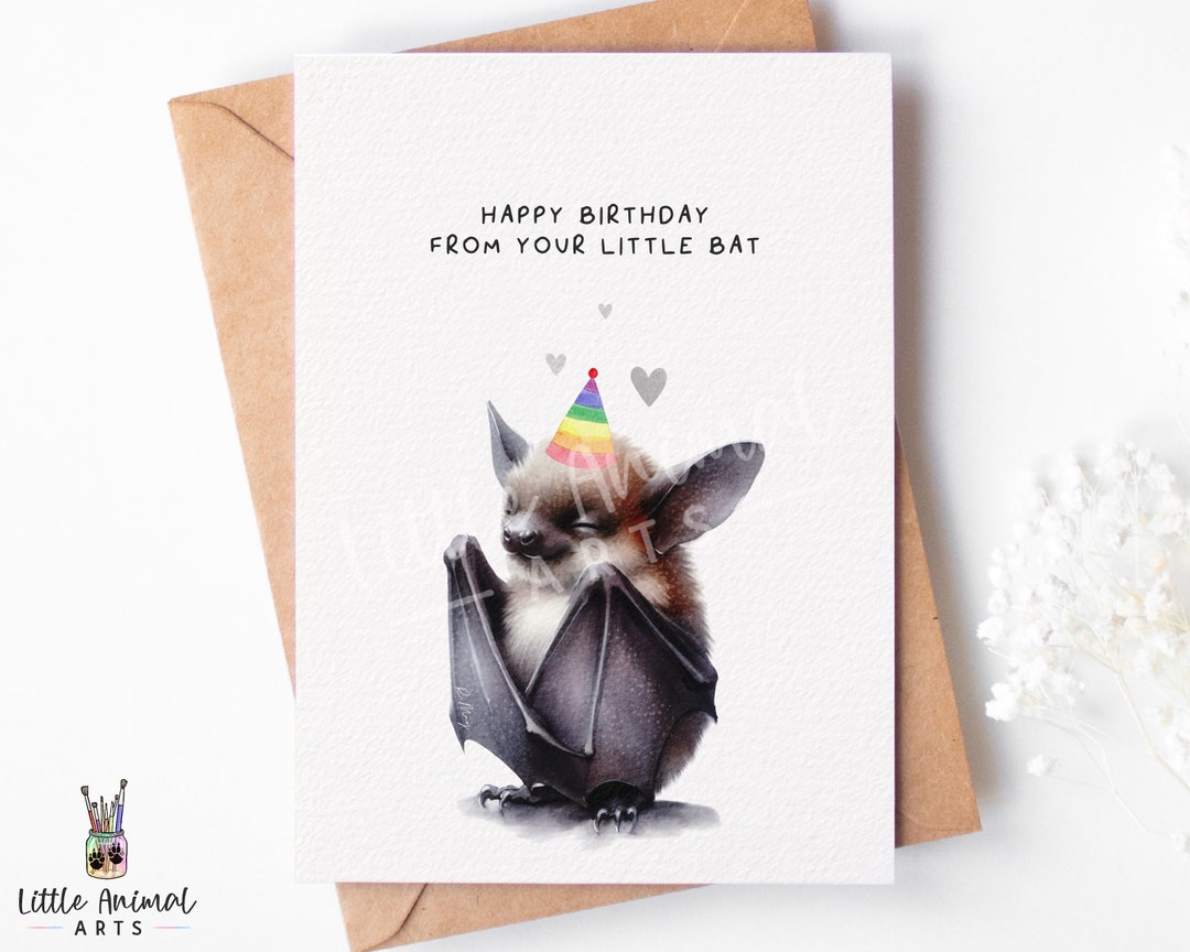 Cute Baby Bat Birthday Card • Spooky Gothic Mum Mummy Daddy Husband ...
