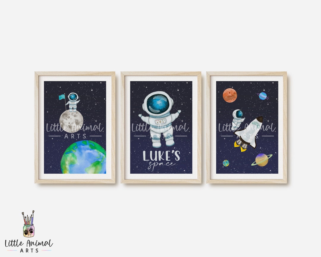 Outer Space Art Prints Set of Three Boys Room Prints Space - Etsy