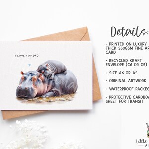 Hippo Father's Day Card • Personalised Love You Daddy Grandad Gift From ...