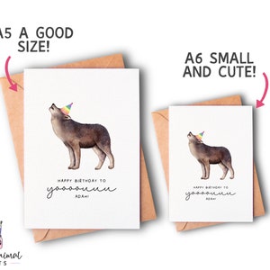 Wolf Birthday Card | Personalised Wolf Card, Wolf Greeting Card, Custom ...