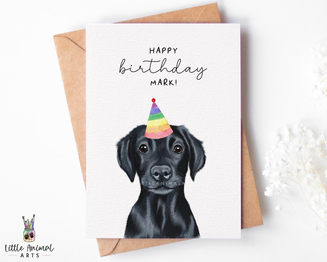 Black Labrador Birthday Card Personalised Lab Bday Card, Dog Dad ...