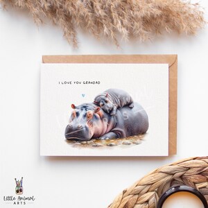 Hippo Father's Day Card • Personalised Love You Daddy Grandad Gift From ...