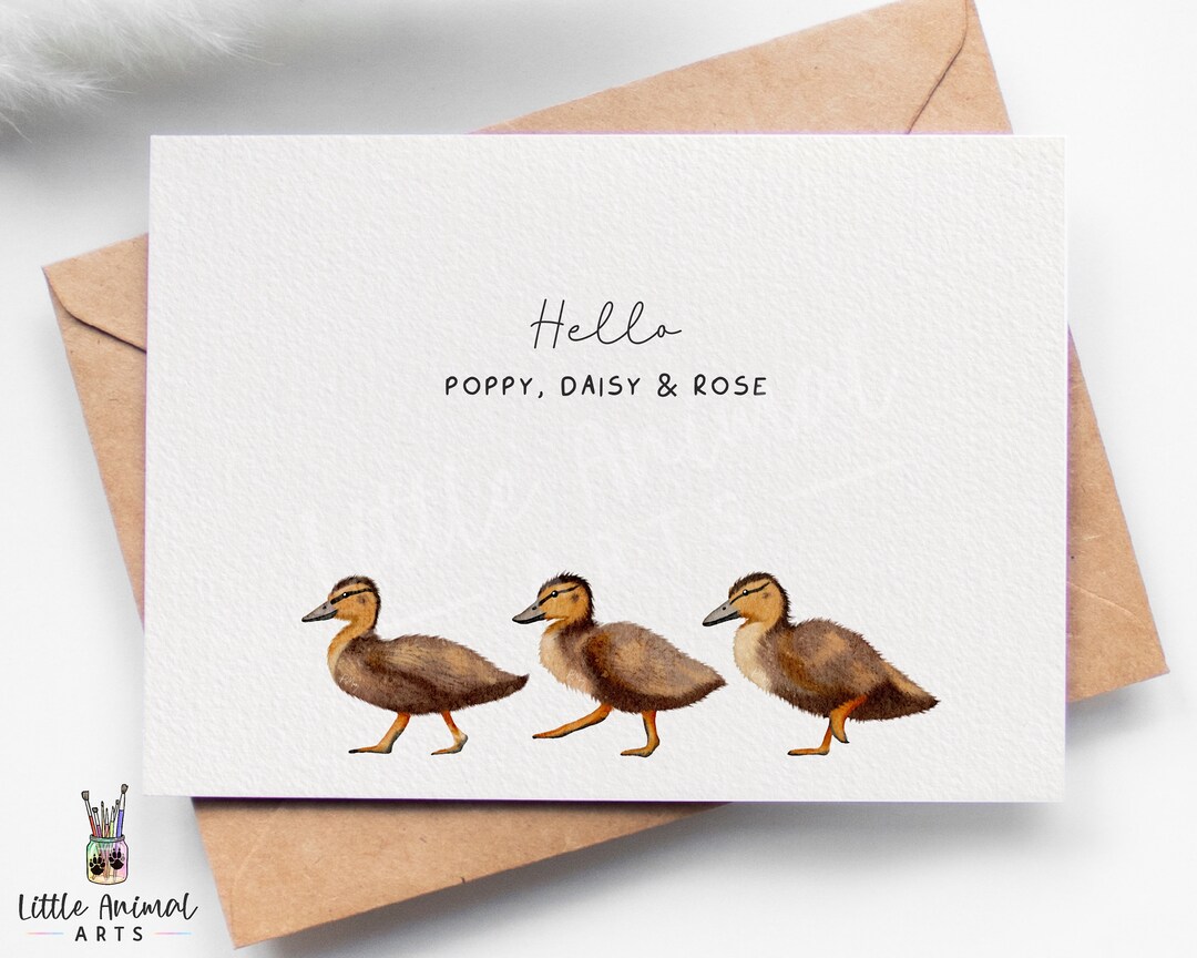 Duck Triplets New Baby Card • Personalised Newborn Twins Girl Boy ...