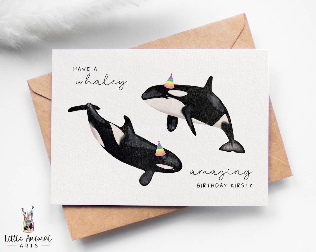 Orca Birthday Card Whale Birthday Card, Cute Orca Couple Card, Killer ...