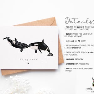 Orca Couple Anniversary Card | Personalised Killer Whale Wedding ...