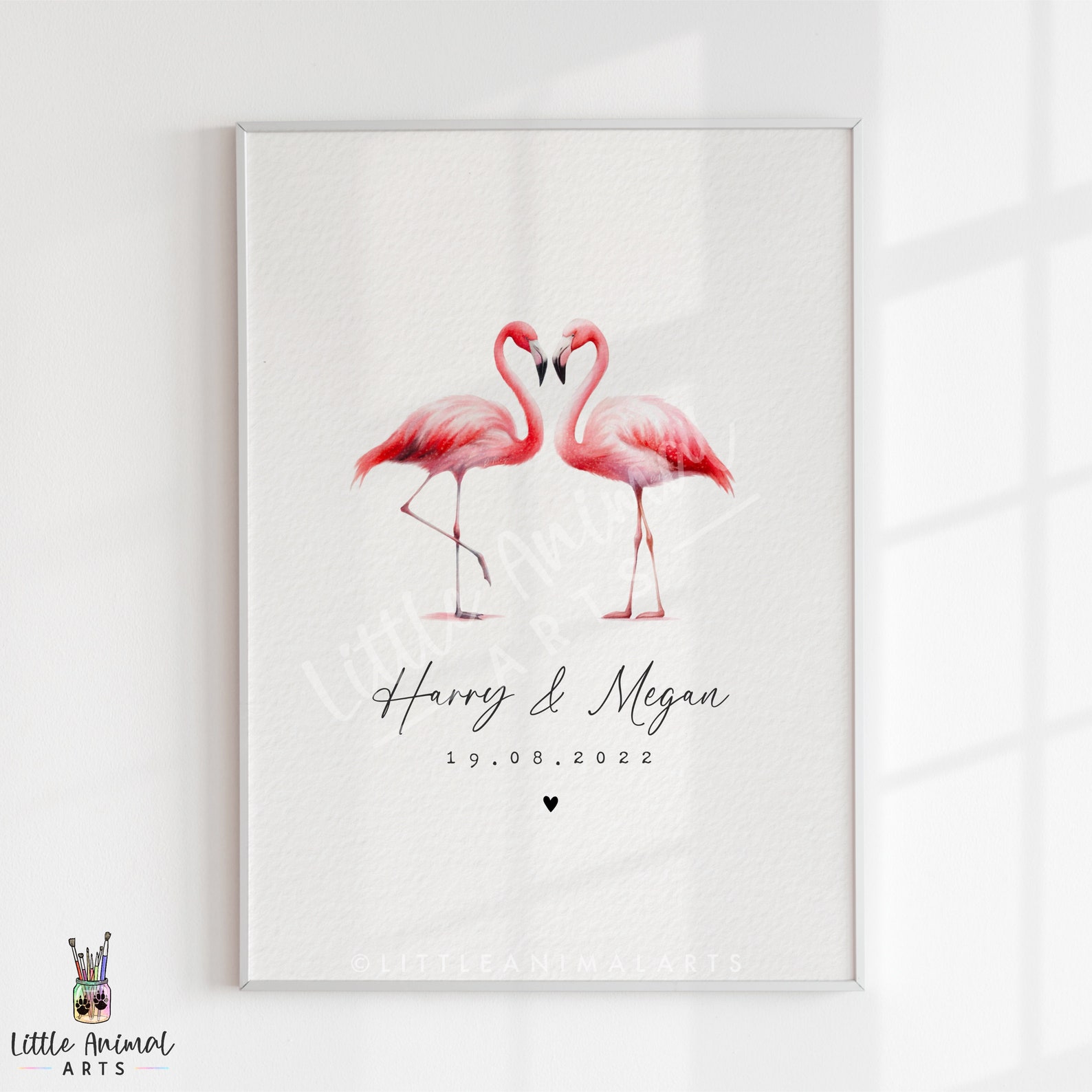 Flamingo Couple Print • Personalised Valentines Day Anniversary Gift ...