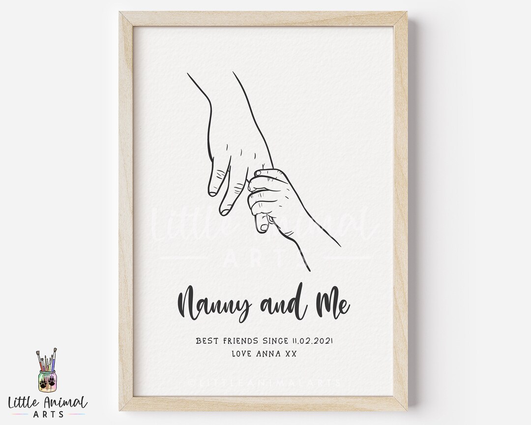 Nanny and Me Art Print | Personalised Gift for Grandma, Custom Mother's ...