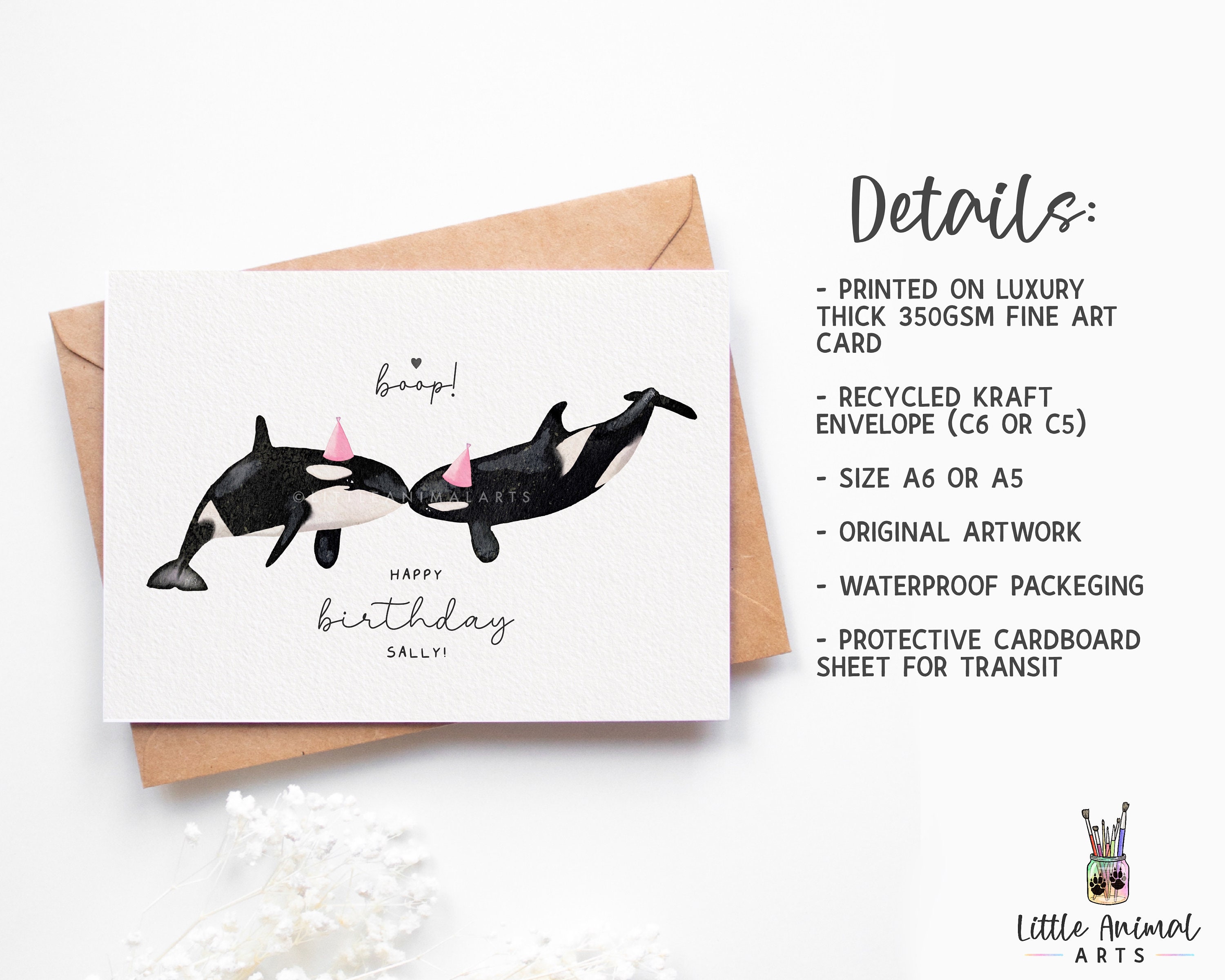 Orca Couple Birthday Card • Personalised Cute Killer Whale Gifts for ...