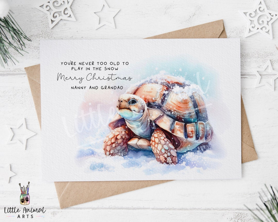 Grandparent Tortoise Christmas Card • Sentimental Animal Xmas Greeting ...