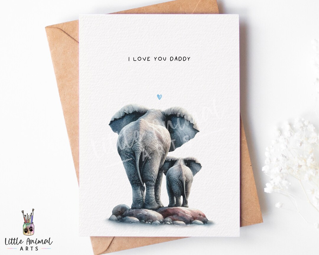 Cute Elephant Father's Day Card • Personalised Love You Daddy Grandad ...