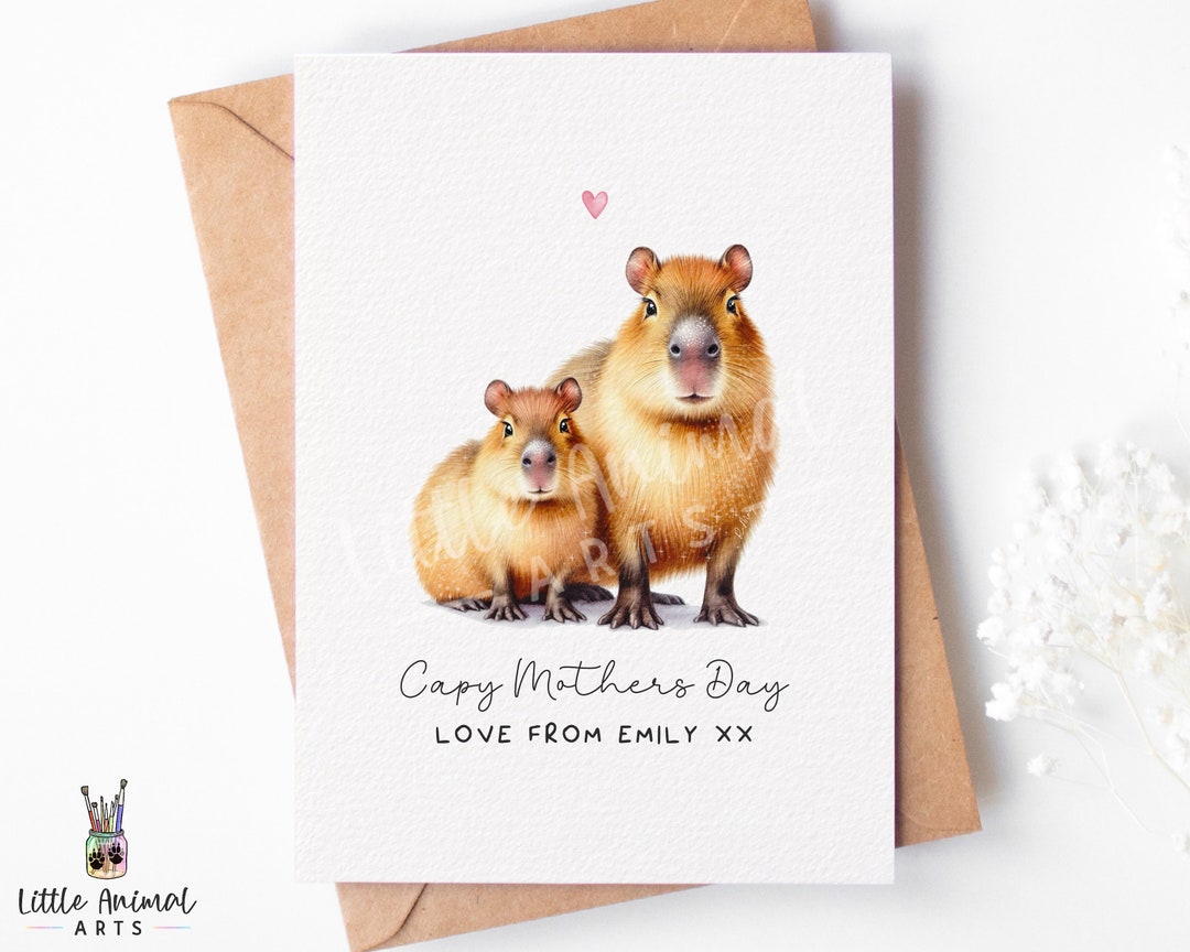 Cute Capybara Mother's Day Card Personalised Mum Gift From Daughter Son ...