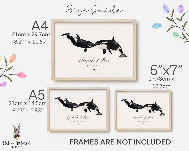 Orca Couple Print | Personalised Whale Print, Custom Couple Gift ...
