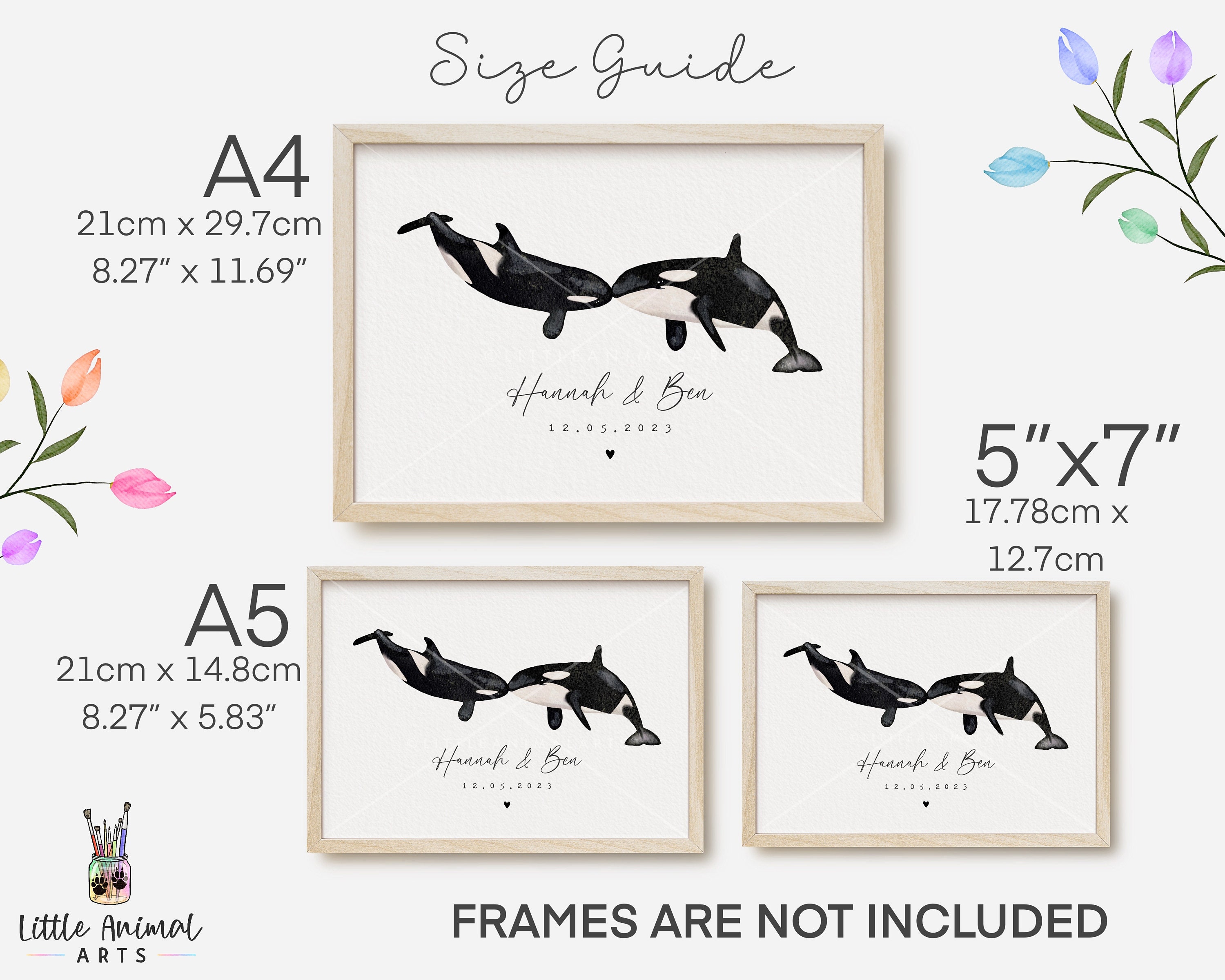 Orca Couple Print | Personalised Whale Print, Custom Couple Gift ...