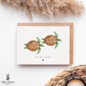 Sea Turtle Anniversary Card | Personalised Watercolour Sea Turtle Card ...