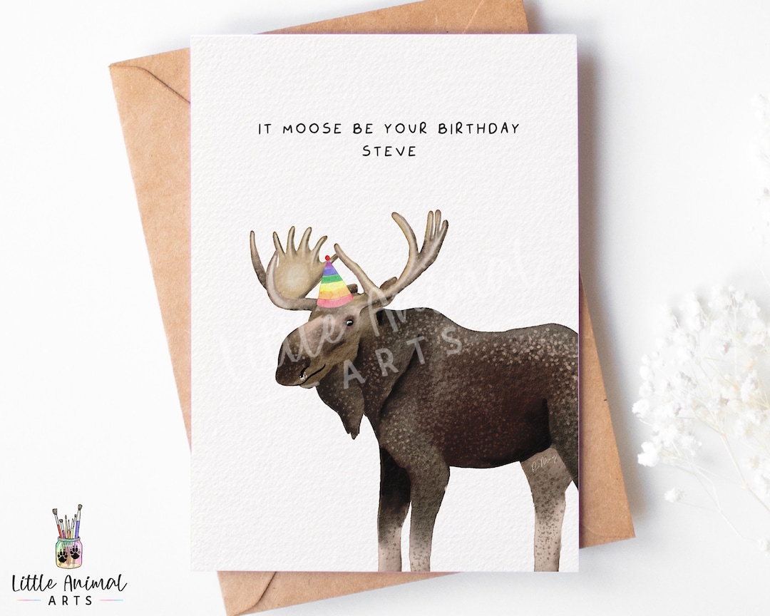 Funny Moose Birthday Card | Personalised Party, Girlfriend Boyfriend ...