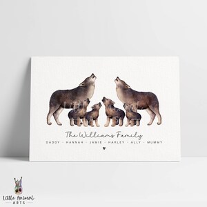 Wolf Family Art Print | Animal Family Print, Personalised Family Print ...