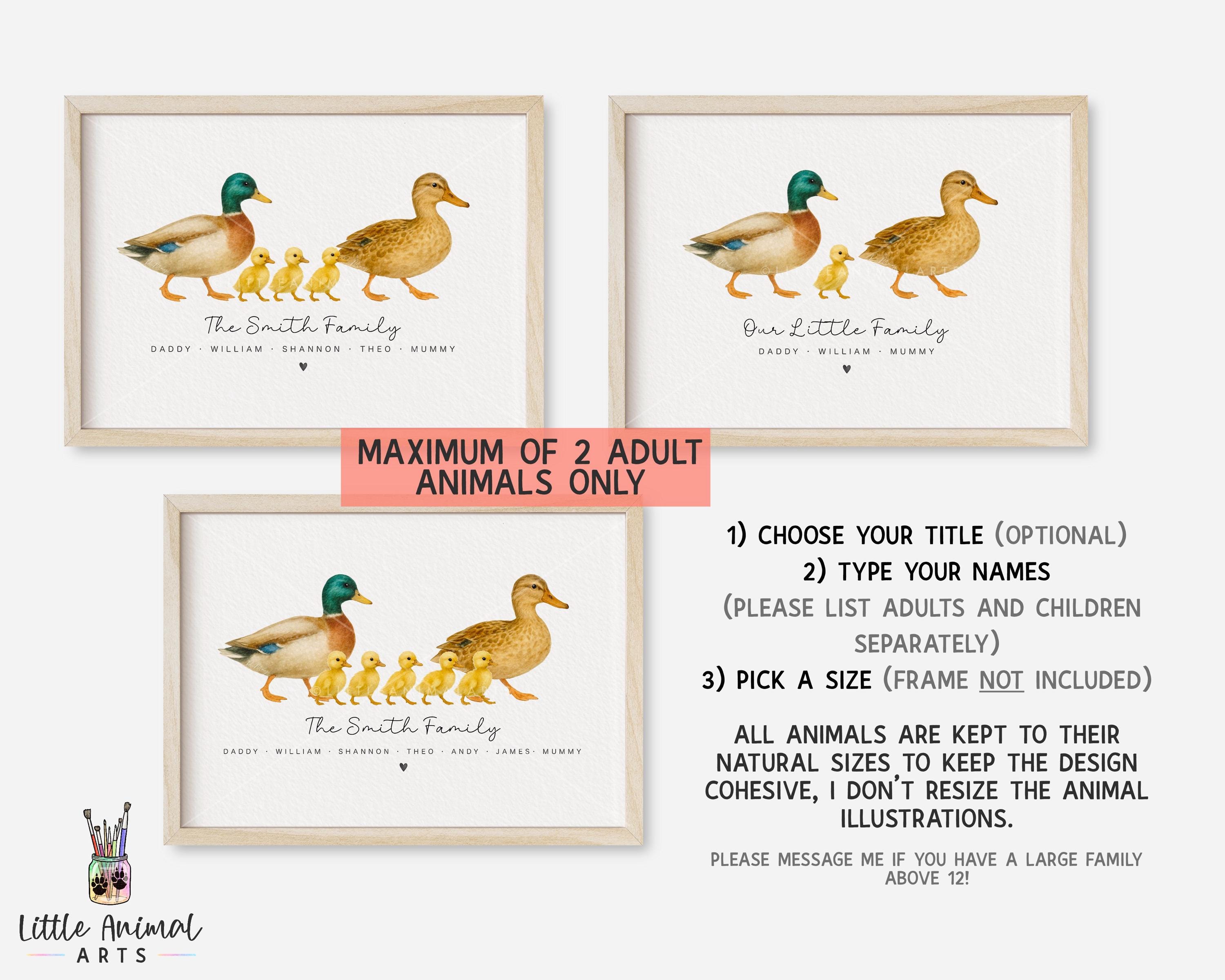Personalised Duck Family Print • Custom Animal Wall Art With Names ...
