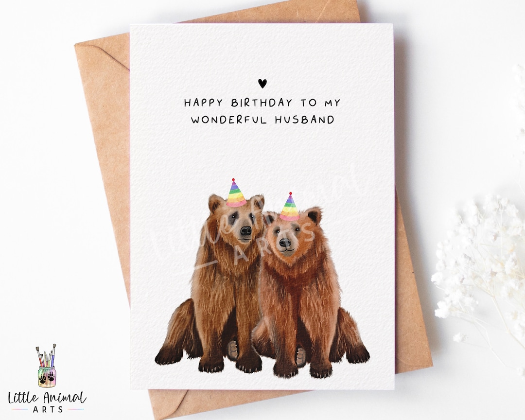 Wonderful Husband Birthday Card | Cute Bear Couple Bday Card for ...