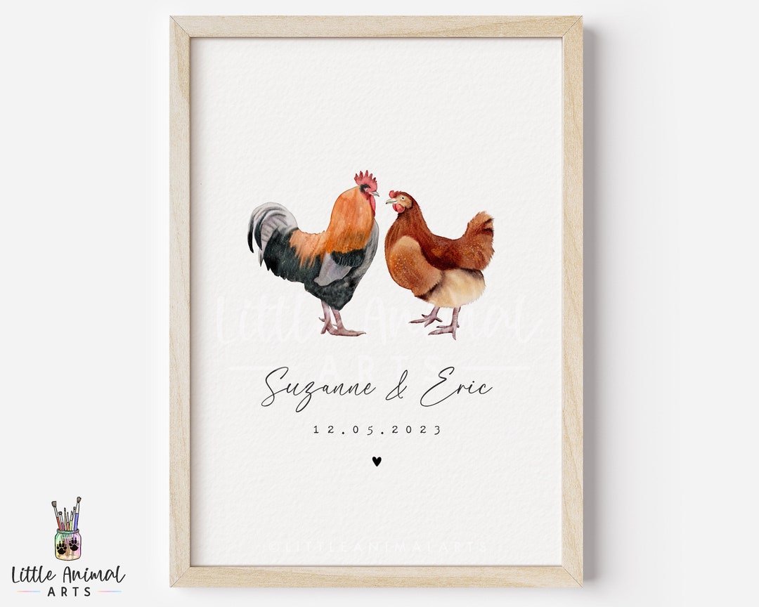 Chicken Couple Print • Personalised Valentines Day Anniversary Gift for ...