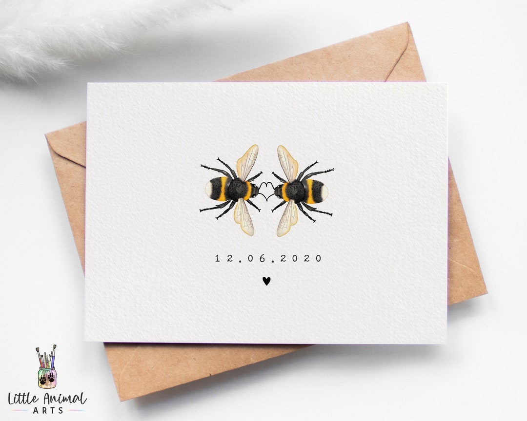 Bumble Bee Anniversary Card | Cute Bee Card, Bumble Bee Love Card, Bee ...