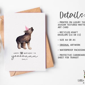 Wolf Pup Birthday Card Personalised Baby Wolf Card, Wolf Greeting Card ...